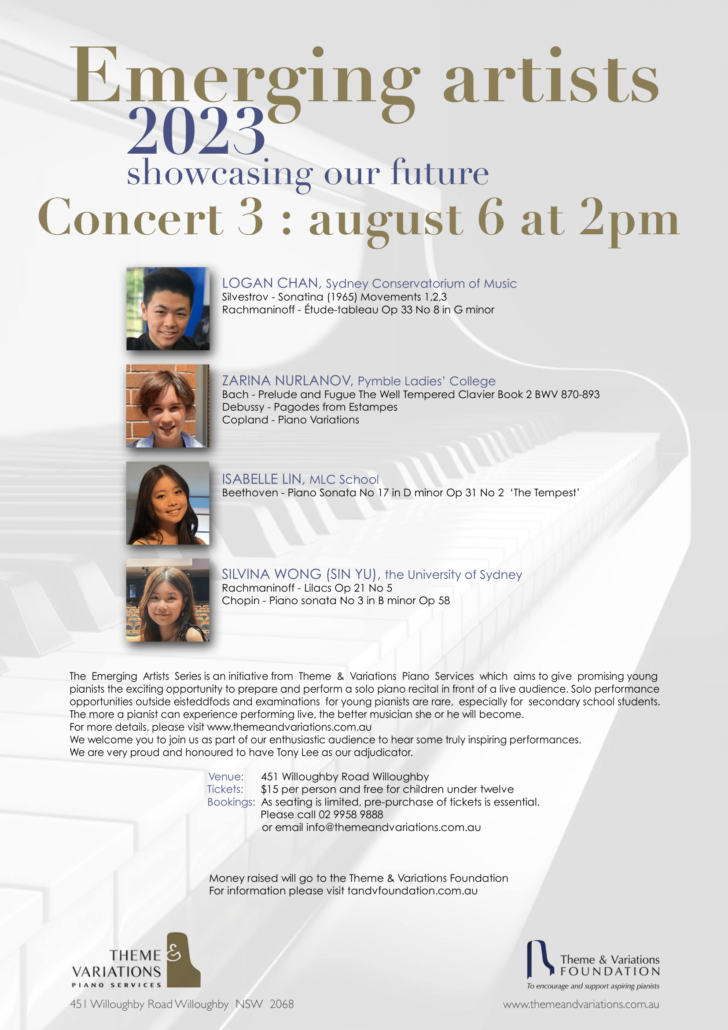 Emerging Artists 2023: Concert 3 Program - Theme and Variations