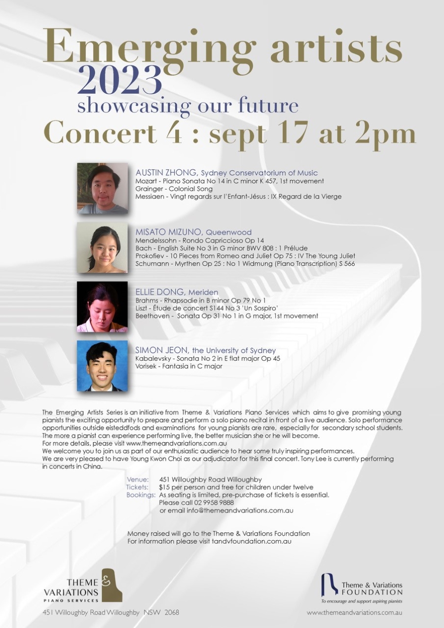 Emerging Artists 2023: Concert 4 Program - Theme and Variations