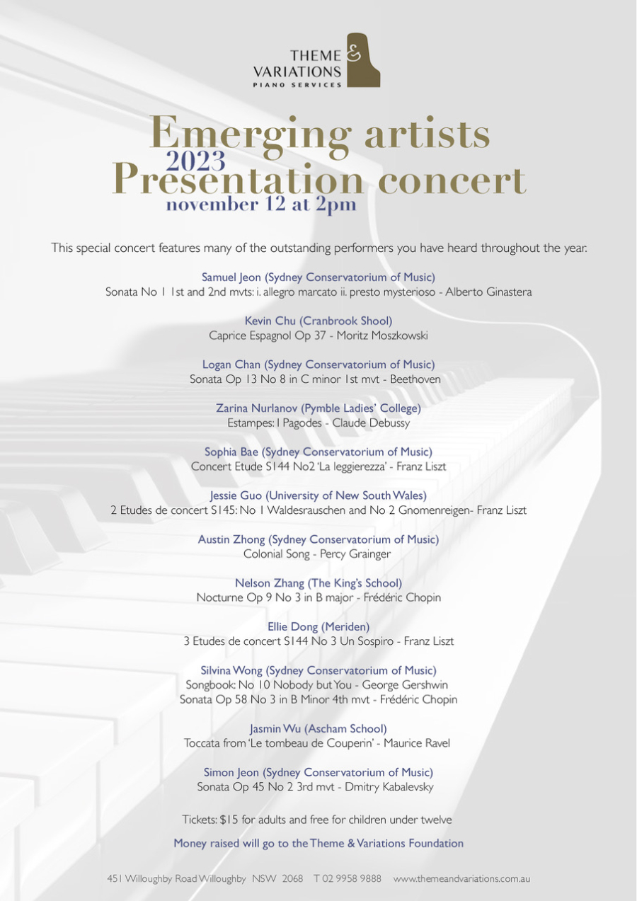 Emerging Artists 2023: Presentation Concert Program - Theme and Variations